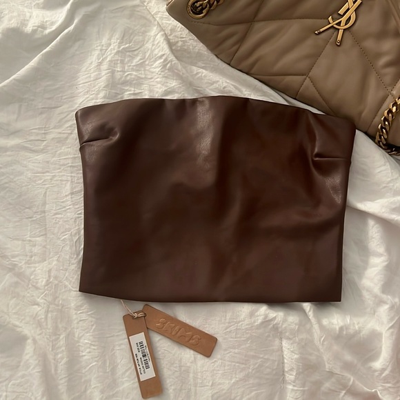 SKIMS | Tops | Skims Leather Crop Top On Skims Website | Poshmark